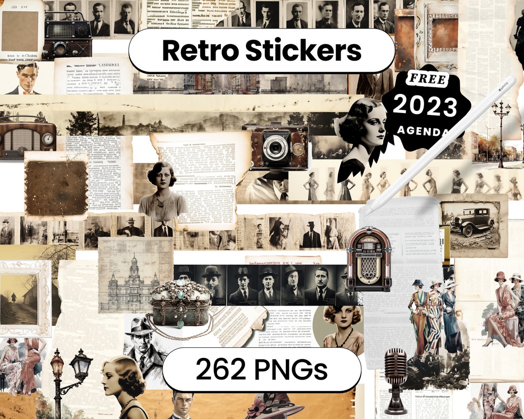 Aesthetic Retro Vintage PNG Sticker Pack | 262 Pngs | Clipart for ...