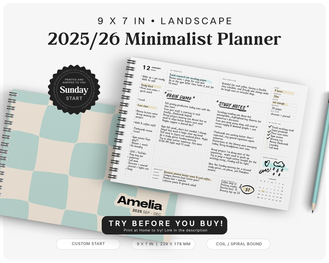 2026 Daily Planner: Minimalist Landscape Journal, 9x7 In - Etsy