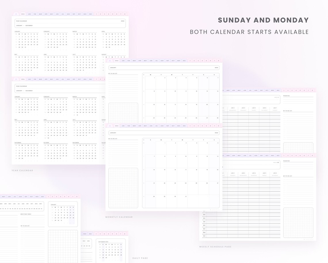 2024 Digital Planner Landscape, 2024 Digital Dated Daily Planner ...