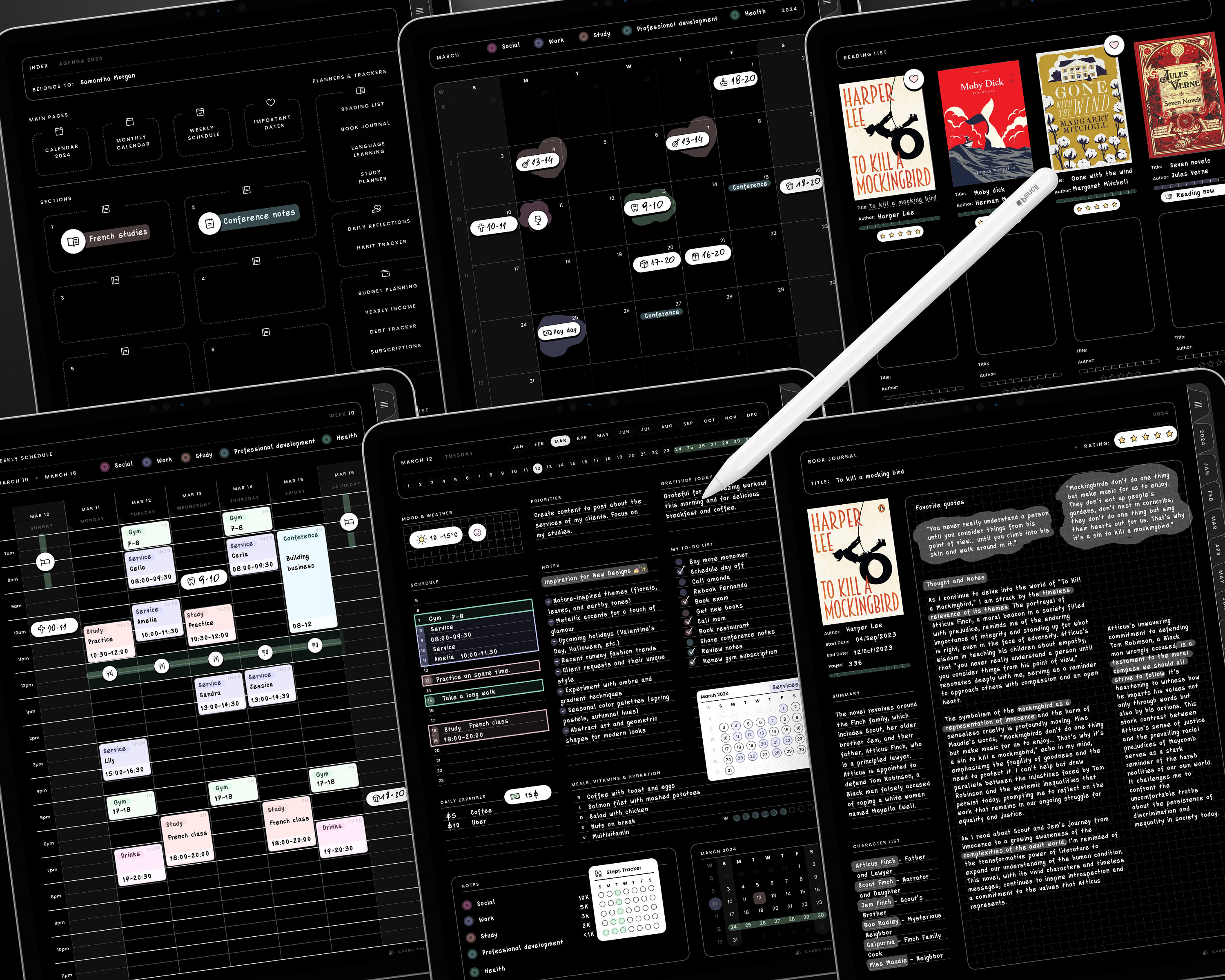 2024 Dark Mode Planner, 2024 Digital Planner in Dark Mode, 2024 Dark ...