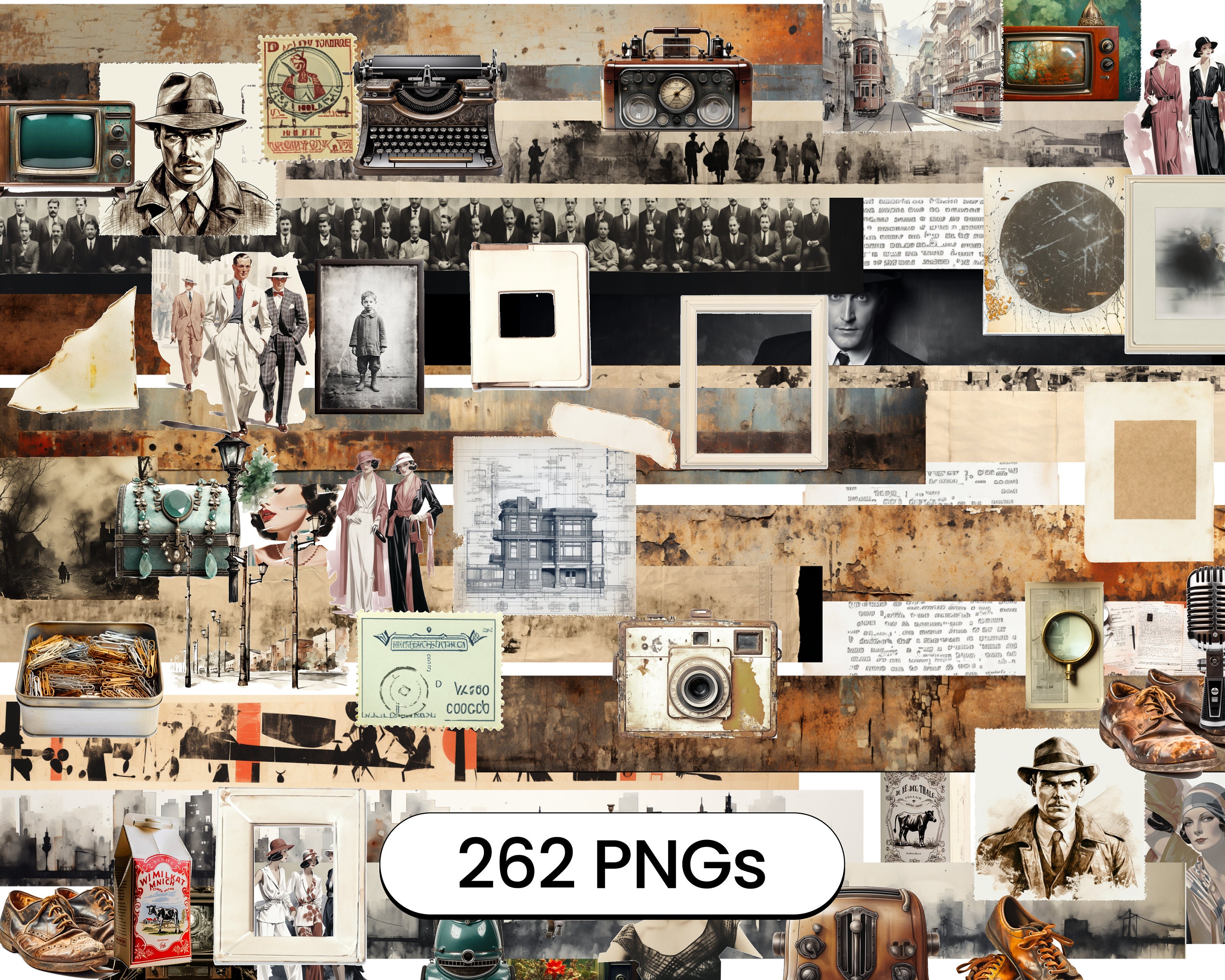 Aesthetic Retro Vintage PNG Sticker Pack 262 Pngs Clipart for Digital ...