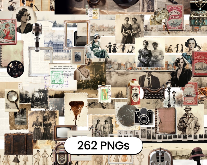 Aesthetic Retro Vintage PNG Sticker Pack | 262 Pngs | Clipart for ...