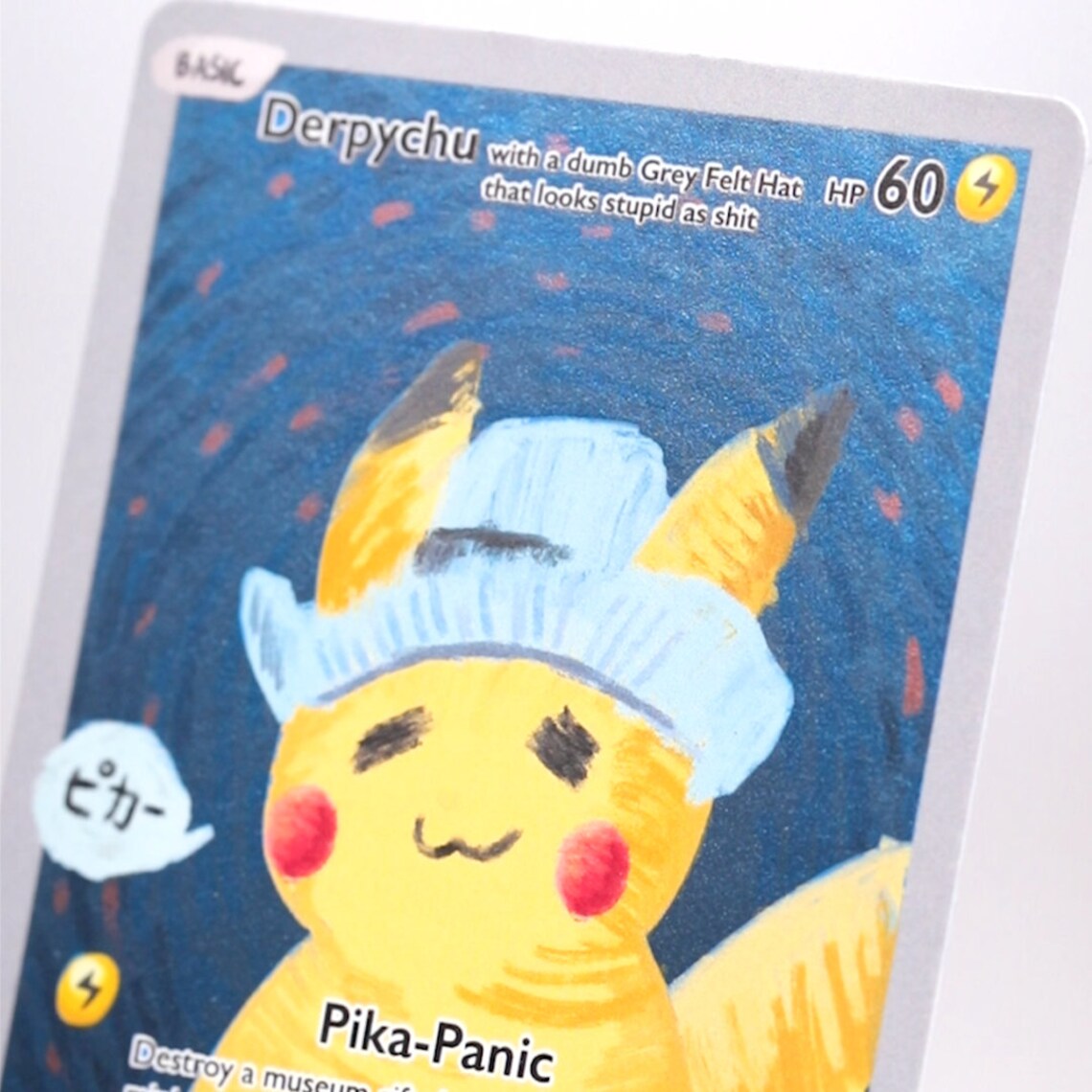 Derpy Van Gogh Pikachu With Gray Felt Hat That Looks Stupid as Shit ...