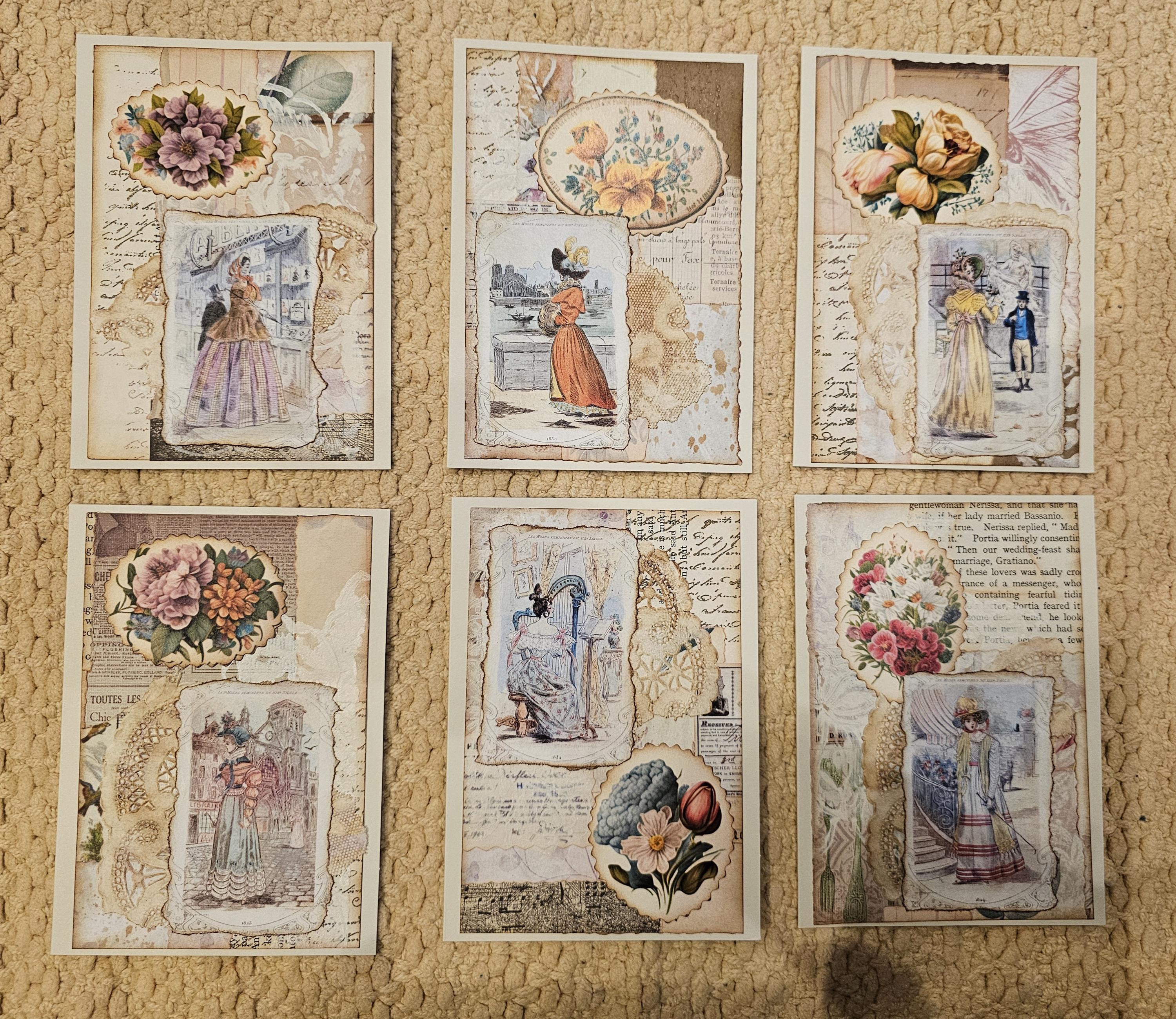 Vintage Floral Card Set - Etsy