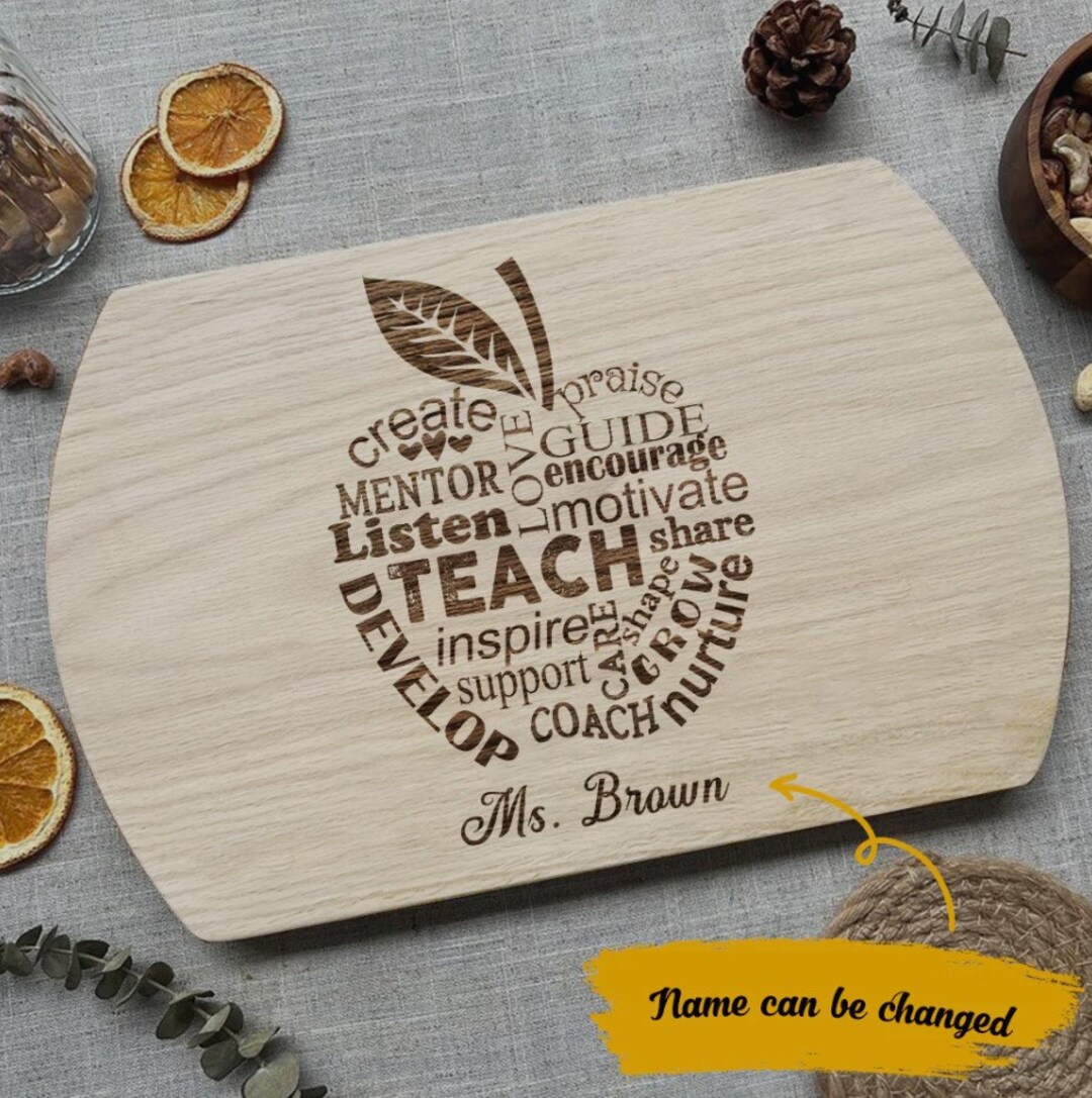 Teacher Teach Listen Inspire Develop Personalized Hardwood Oval Cutting ...