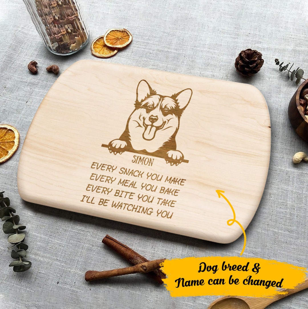 Corgi Every Snack You Make Personalized Hardwood Oval Cutting Board ...