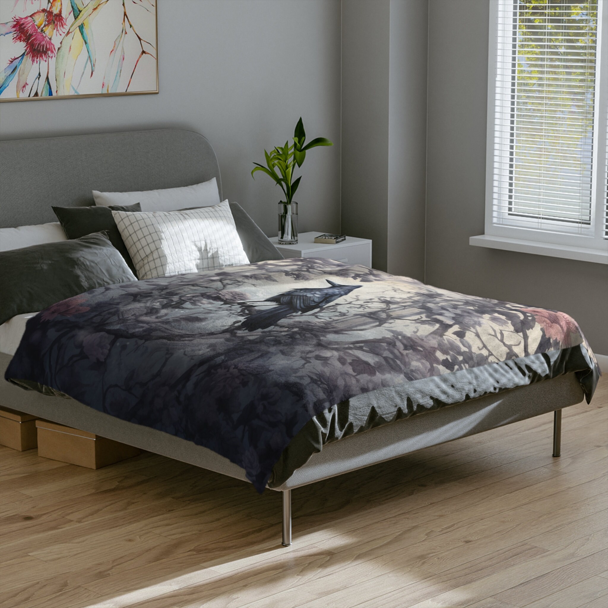 Crowcore Aesthetic Blanket Whimsical Gothic Raven Gift Throw Blanket ...