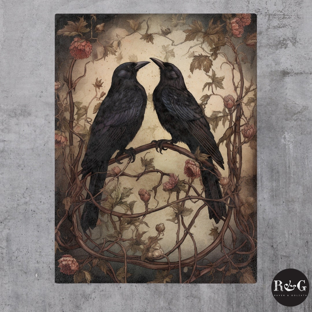 Crowcore Blanket Lightweight Floral Crow Blanket Whimsigoth Raven ...