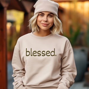 Blessed Sweatshirt, Christian Sweatshirt, Minimalist Christian Shirt ...