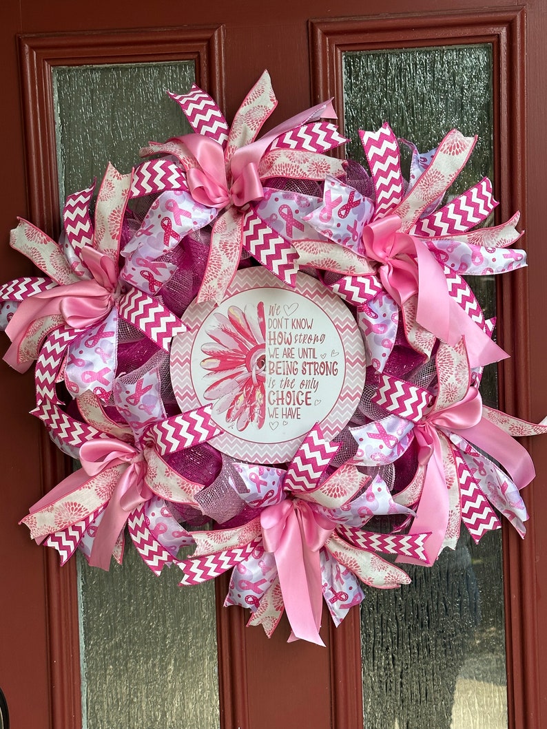 Breast Cancer Awareness Deco Mesh Wreath - Etsy