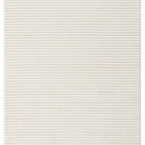 Cream Soft Textured Carpet Rug Living Room Kitchen Woven Carpet 5'2 X 7 ...