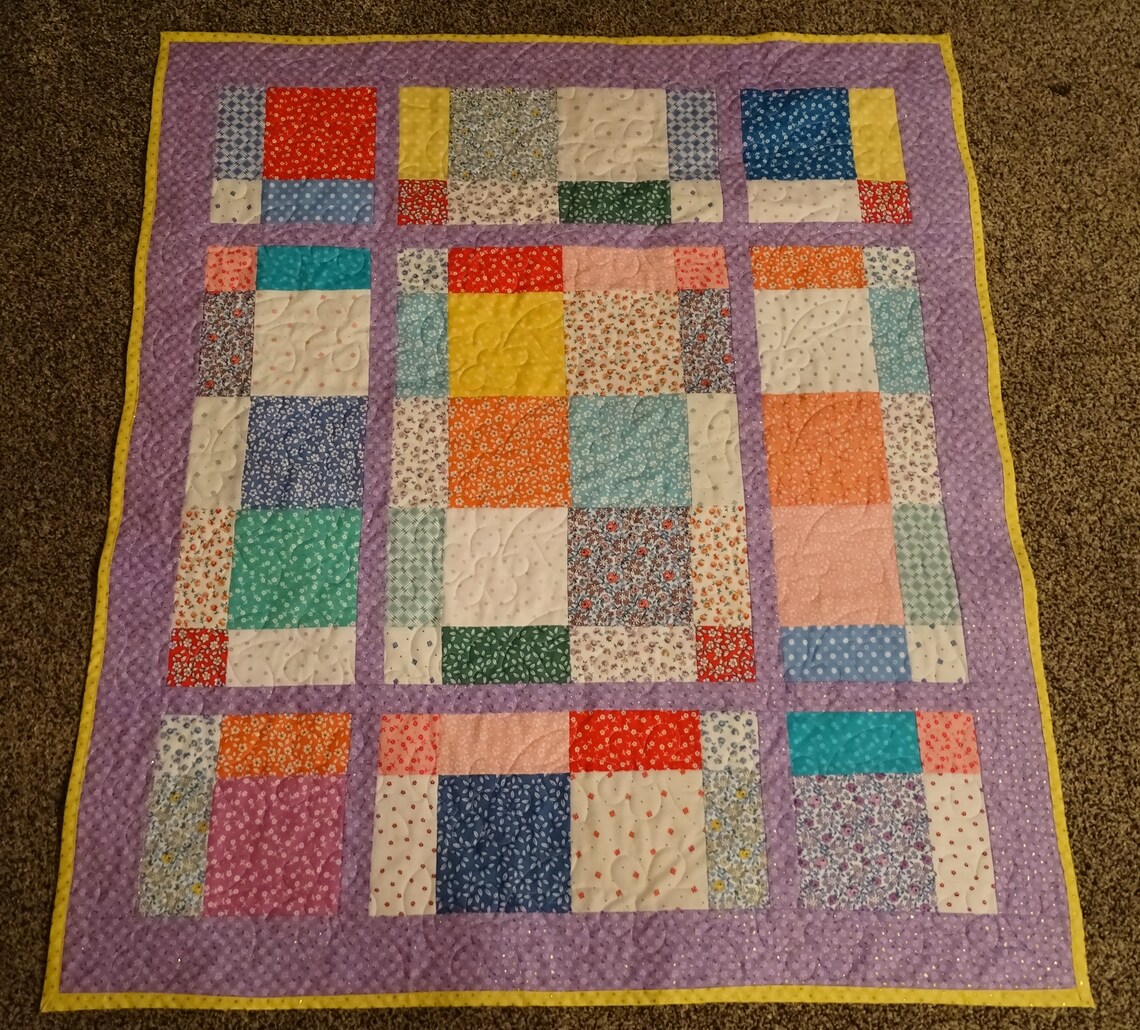 Baby Quilt, Cotton Baby Quilt, Patchwork Baby Quilt, All Color Baby ...