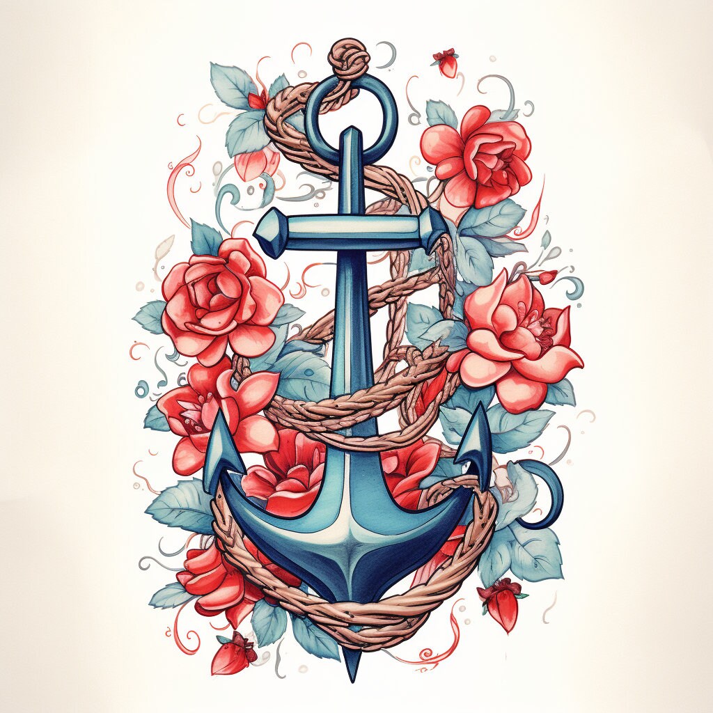 Anchor With Flowers Design