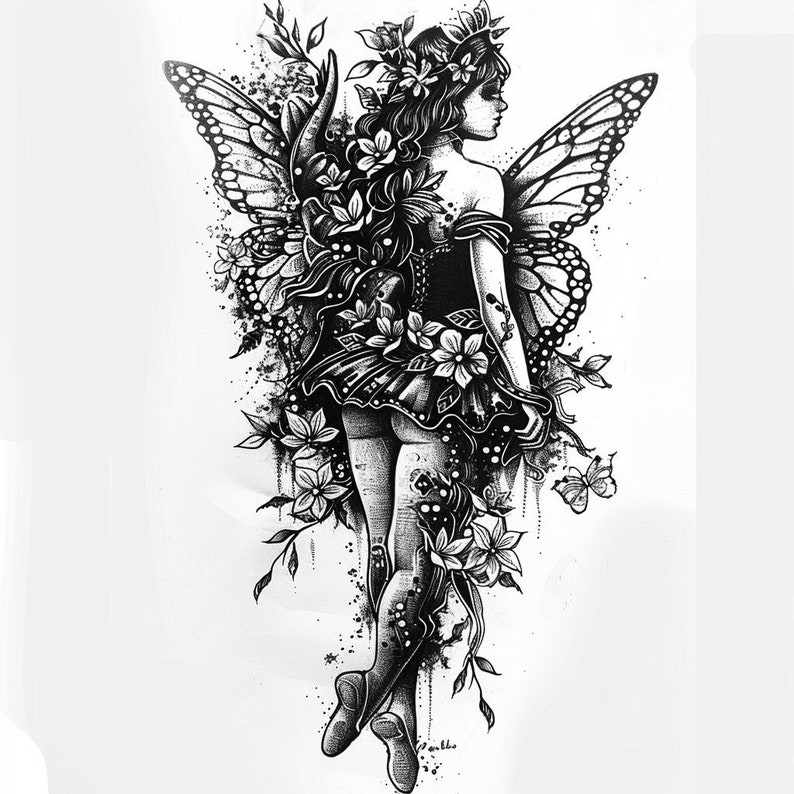Fairy Tattoo Design 3 - Etsy