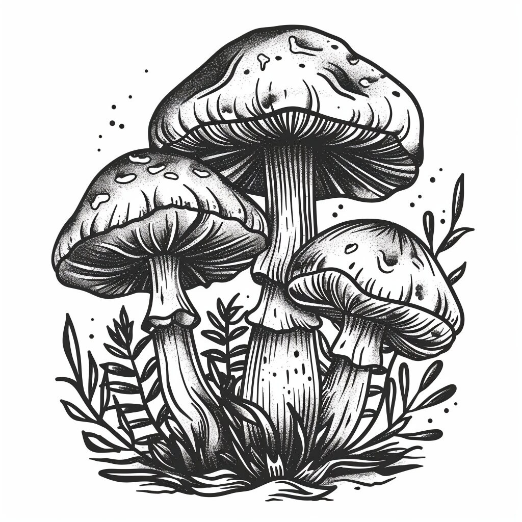 Mushroom Tattoo Design 4 - Etsy