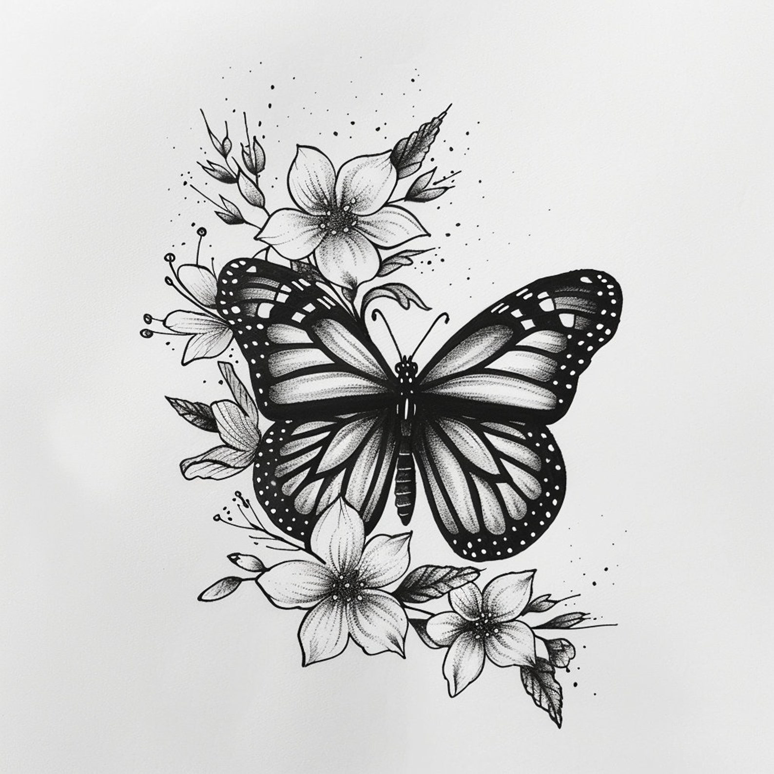 Monarch Butterfly Tattoo Design 1 - Etsy