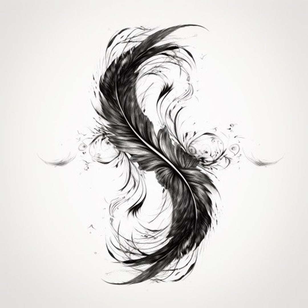 Infinity Feather Tattoo Design - Etsy