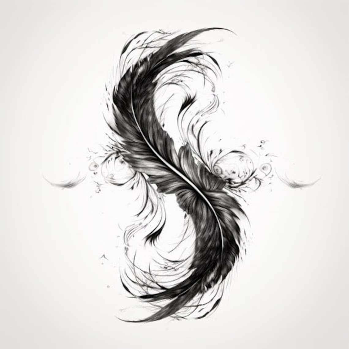 Infinity Feather Tattoo Design - Etsy