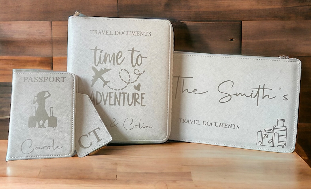 Personalised Travel Document Set, Premium Travel Document Holder ...