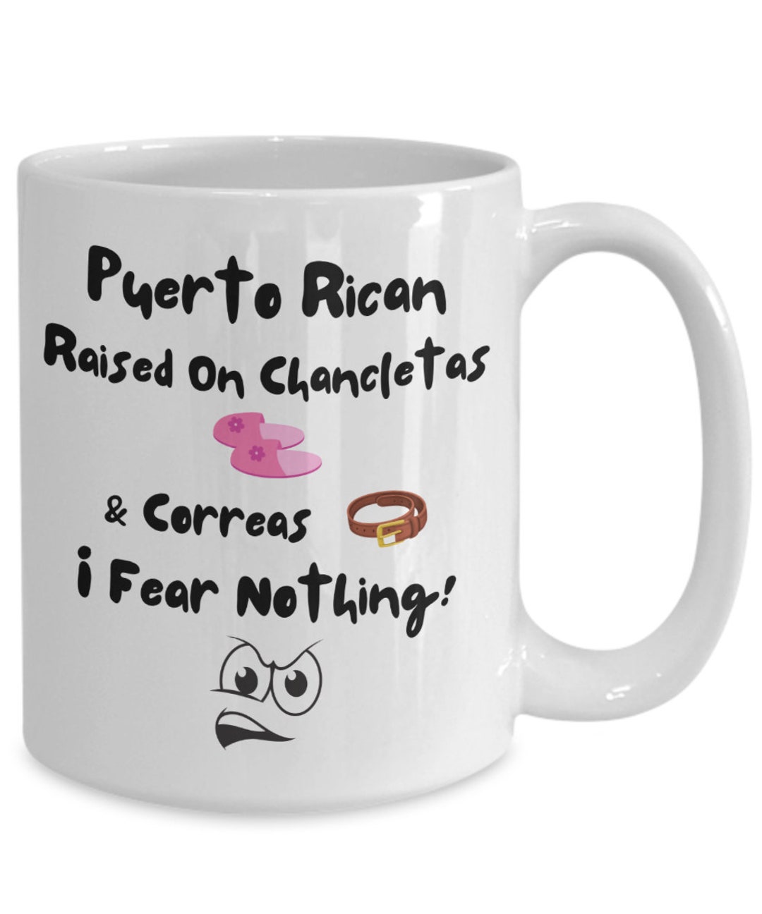 Puerto Rican Funny Coffee Mug - Raised on Chancletas Hispanic Coffee ...
