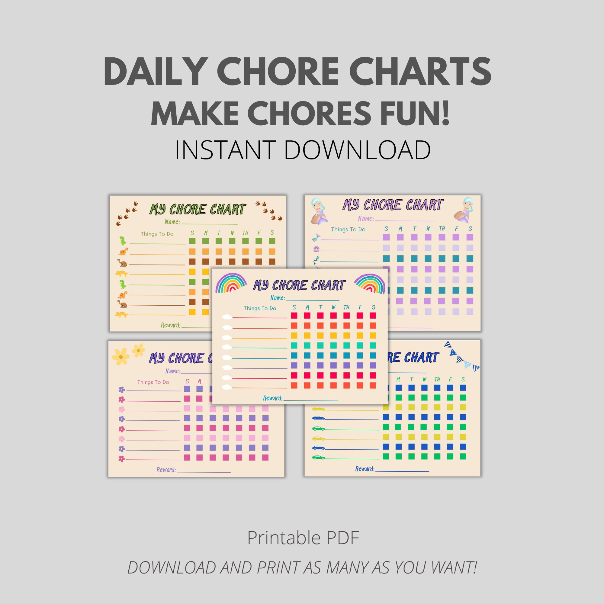 Kid's Themed Chore Chart - Etsy