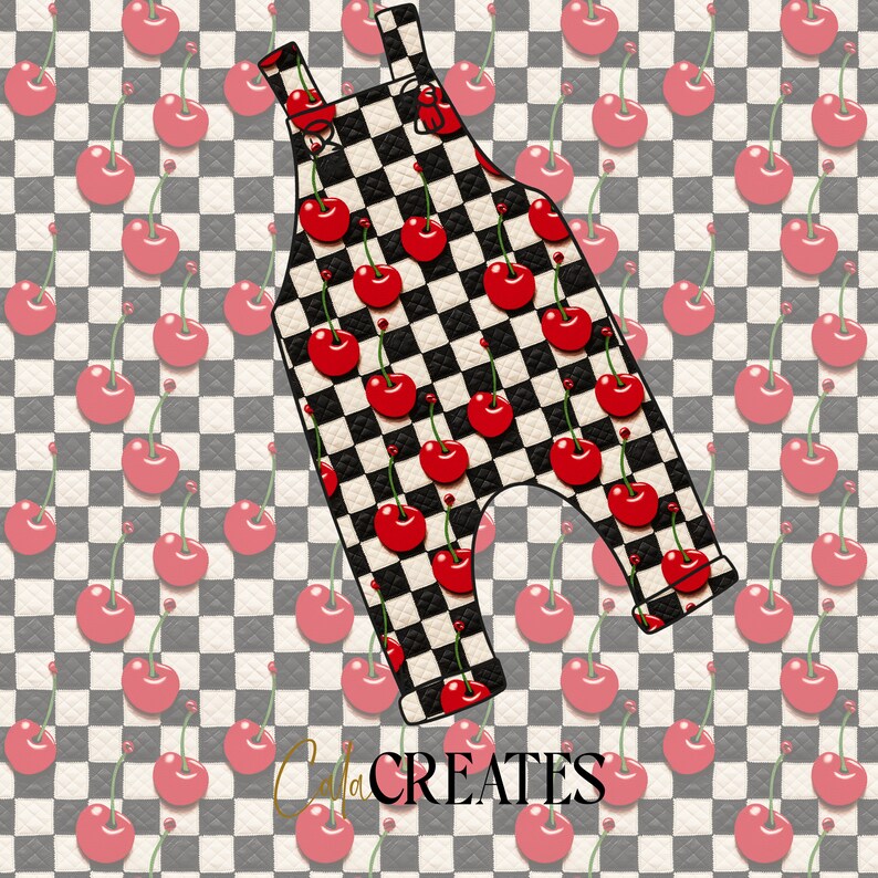 Cherry Checkers Retro Embroidery Pattern, Seamless Pattern, PNG ...