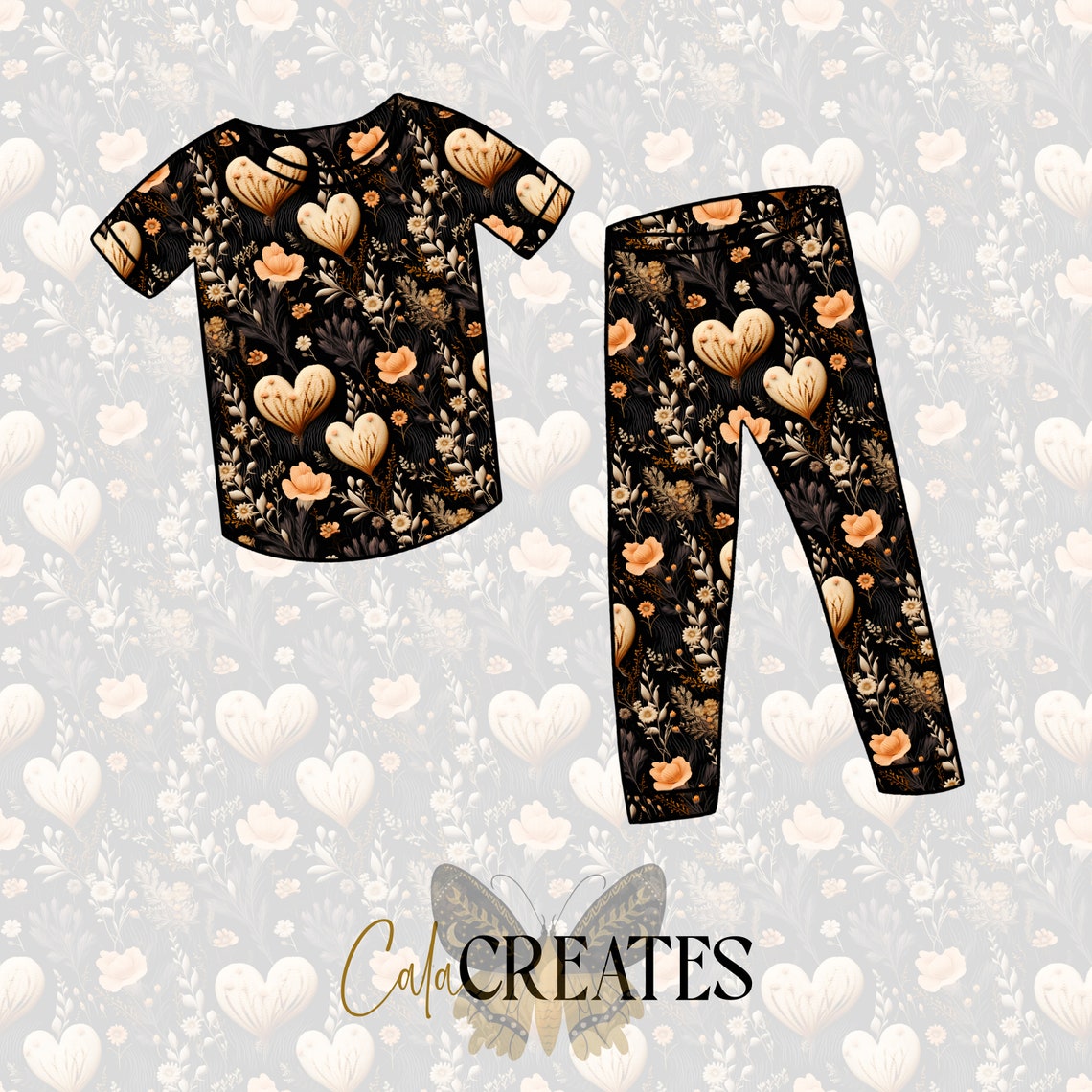 Cottagecore Floral Hearts Embroidery Pattern | Seamless Pattern ...