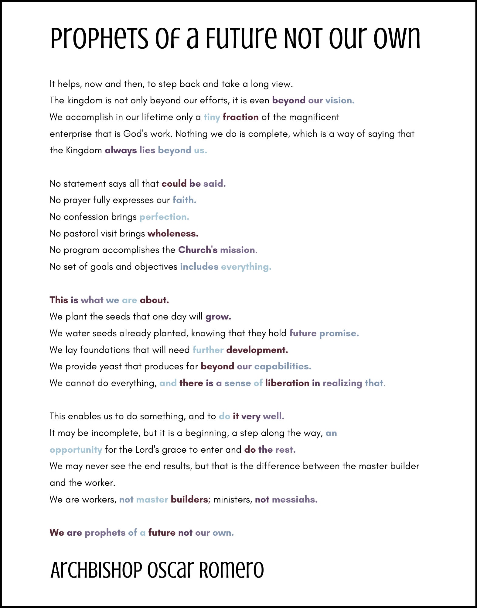 Prophets of a Future Not Our Own - DIGITAL PRINT - Printable Catholic ...