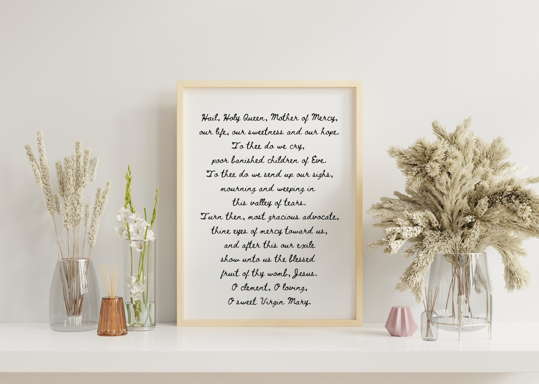 Hail Holy Queen Prayer - DIGITAL PRINT - Printable Catholic Prayer Wall ...