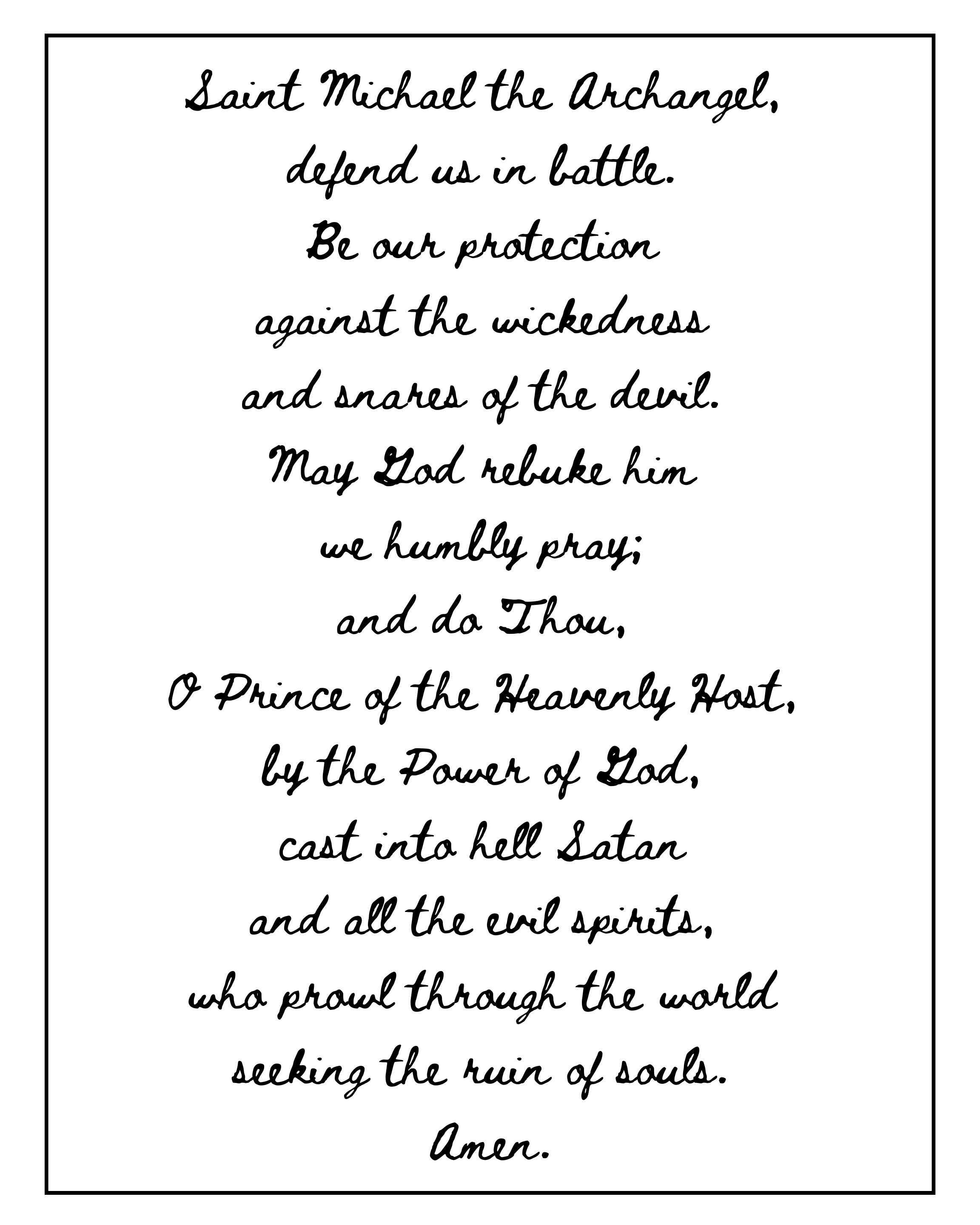 St. Michael the Archangel Prayer - DIGITAL PRINT - Printable Catholic ...