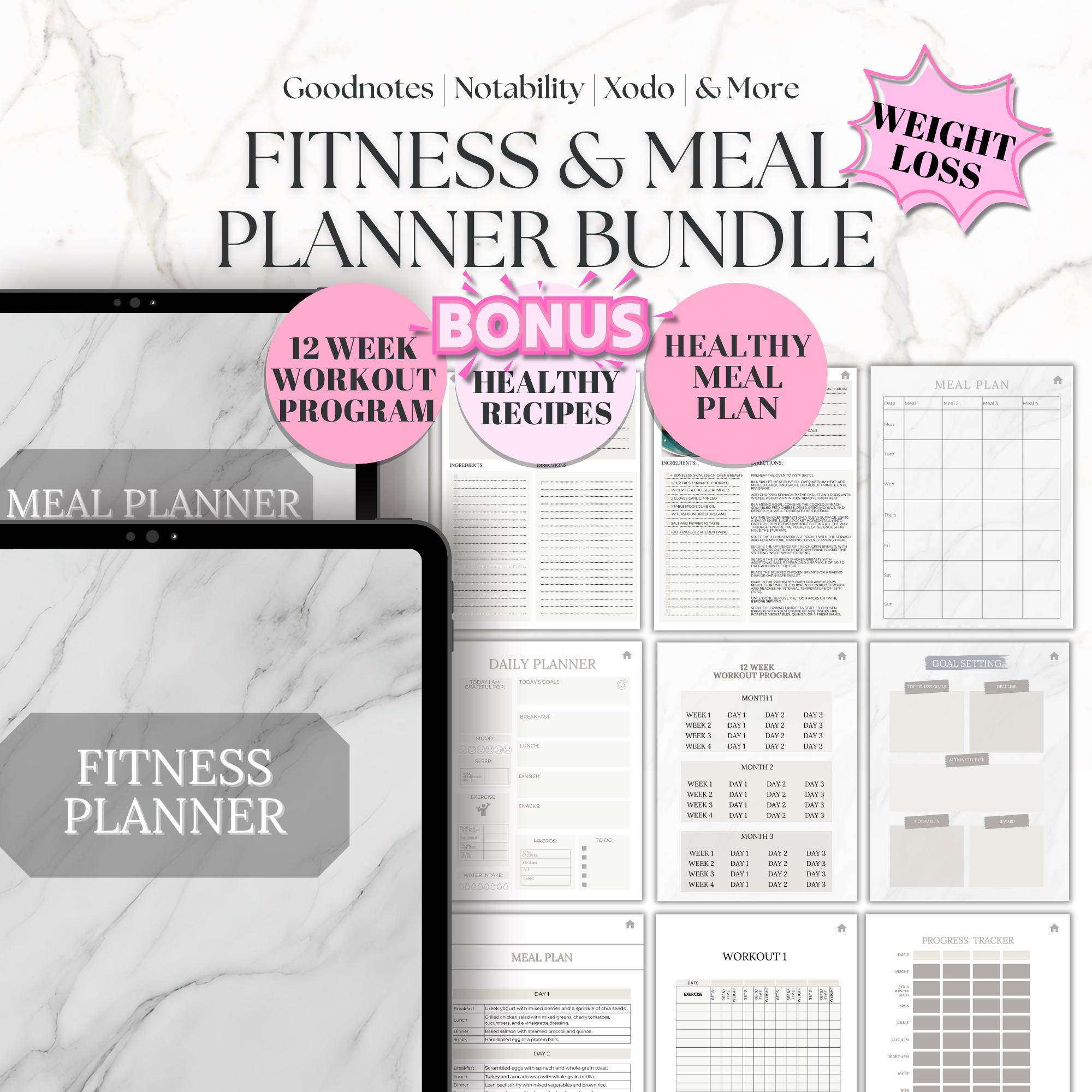 Meal Planner, Meal Prep, Digital Planner, Weight Loss, Food Log, Meal ...