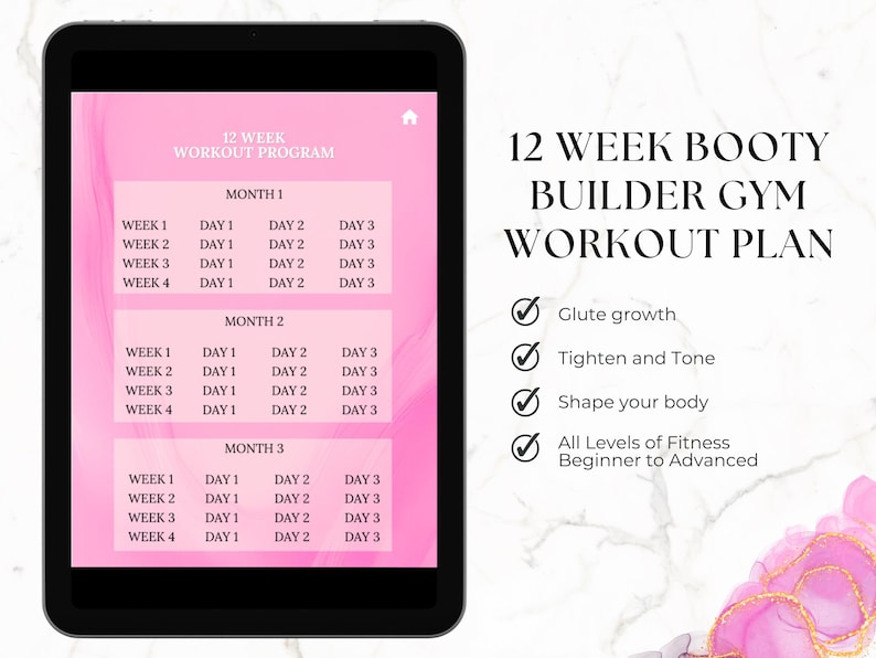 Booty Workout Program, Meal Plan, Fitness Planner, Digital Planner ...