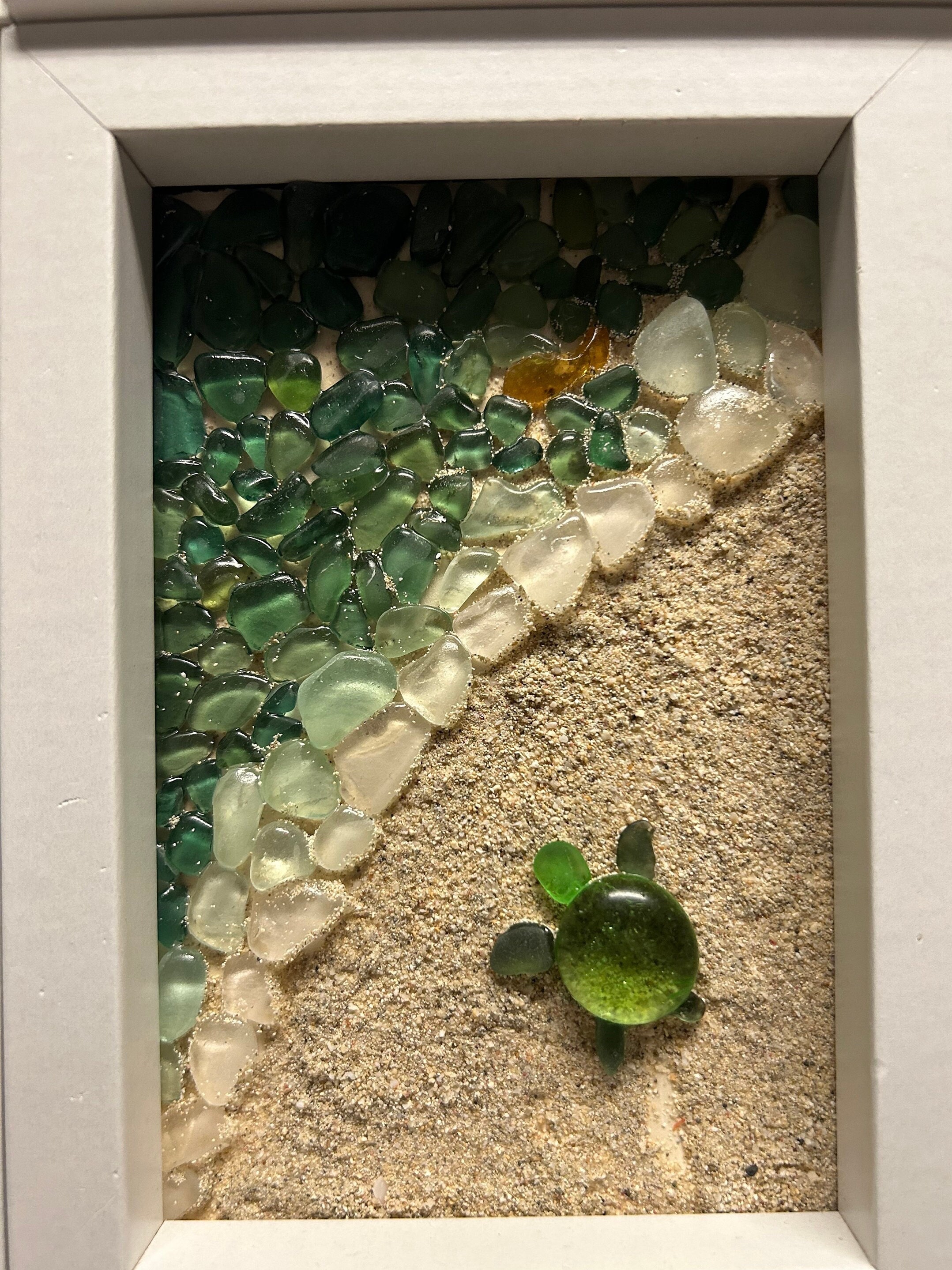 Sea Glass Turtle L Seaglass Turtle Wall Art Gift Framed L - Etsy