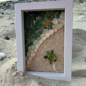 Sea Glass Turtle L Seaglass Turtle Wall Art Gift Framed L - Etsy