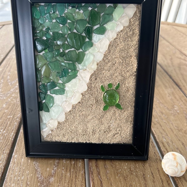 Sea Glass Art Framed Turtle - Etsy