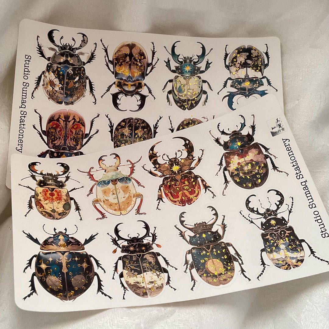 Gold Foil Beetle Stickers: Vintage Entomology Art Journal Stickers - Etsy