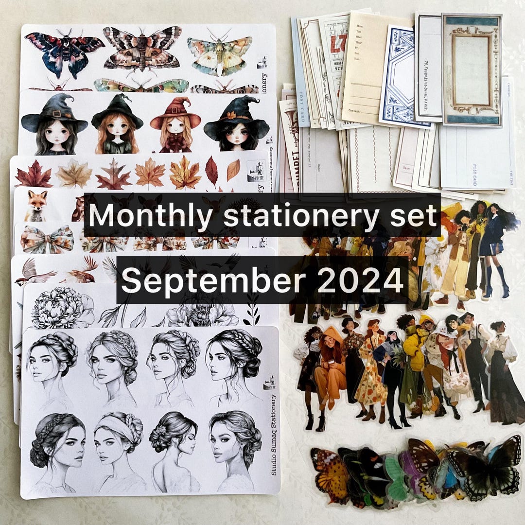 Monthly Stationery Set. Sticker Pack, Subscription Box, September Box ...