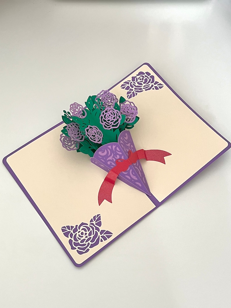Bouquet Pop-up Card, Mothers Day Card, 3D Card for Birthday, Flower ...