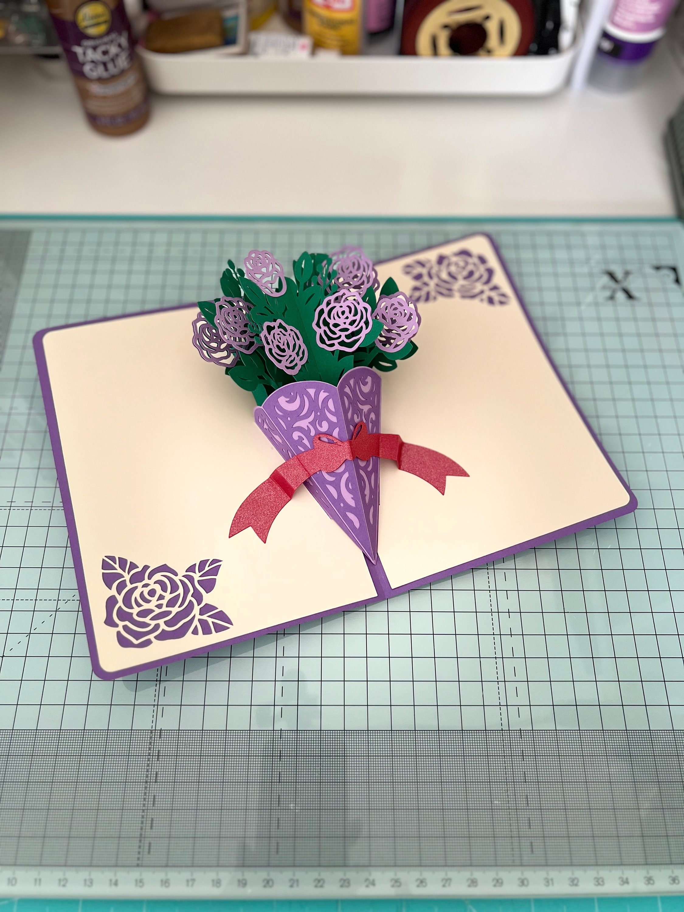 Bouquet Pop-up Card, Mothers Day Card, 3D Card for Birthday, Flower ...