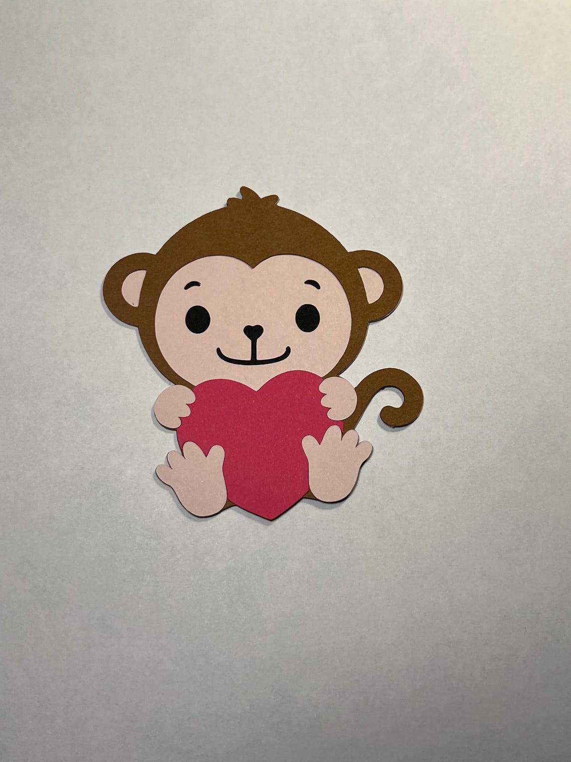 Handmade Scrapbook Embellishment Paper Die Cuts, Cute Monkey With Heart ...