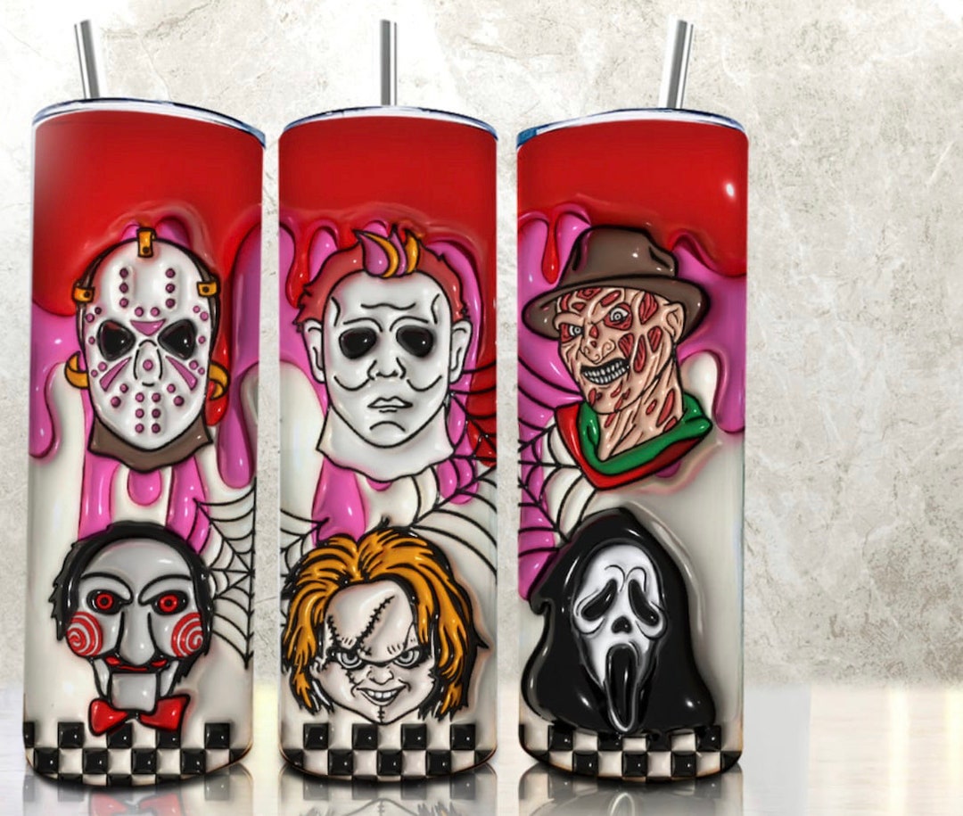 Jason, Mike Myers, Chucky, Jigsaw, Freddy Krueger 20oz Skinny Tumbler ...
