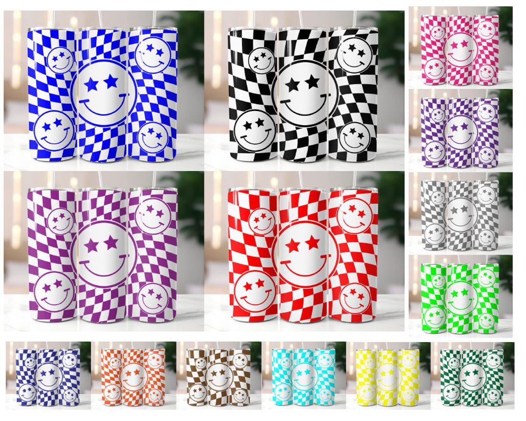 Smiley Bundle Sublimation Tumbler Wrap,smiley Checkered Tumbler Wrap,20 ...