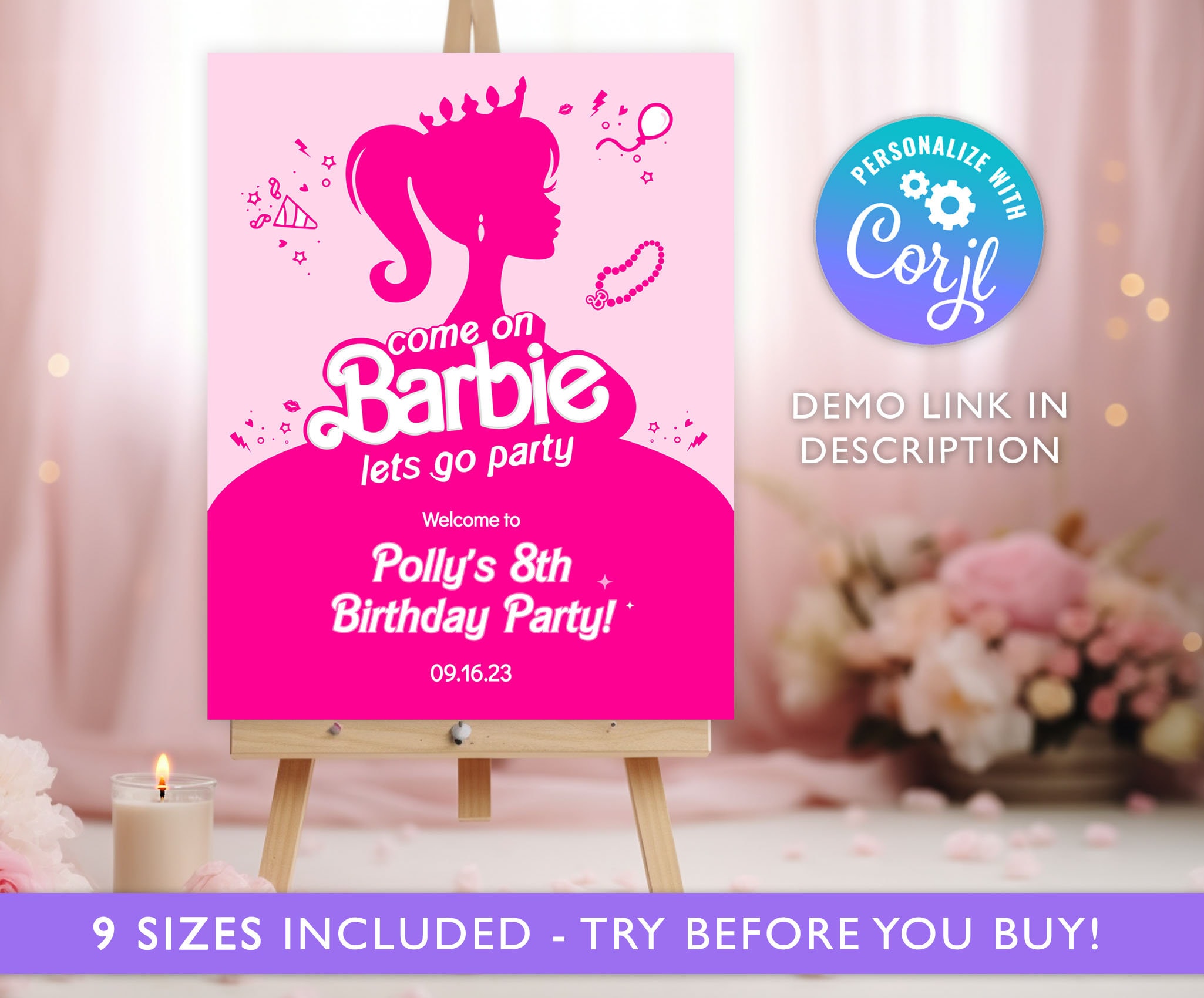 Editable Barbie Welcome Sign for Birthday Girl Pink Barbie - Etsy Canada