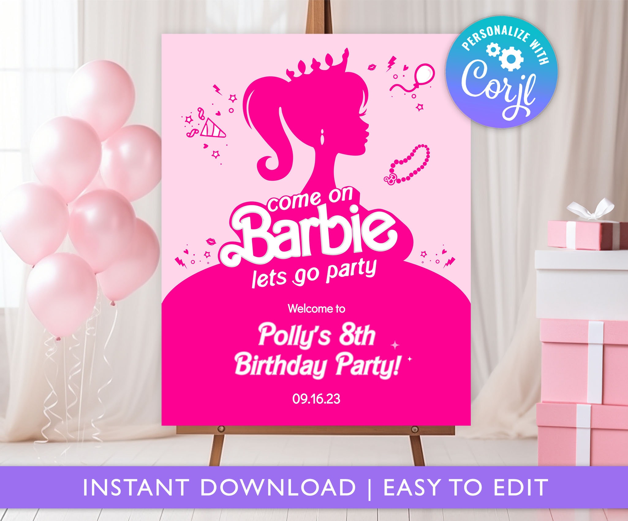 Editable Barbie Welcome Sign for Birthday Girl Pink Barbie - Etsy Canada