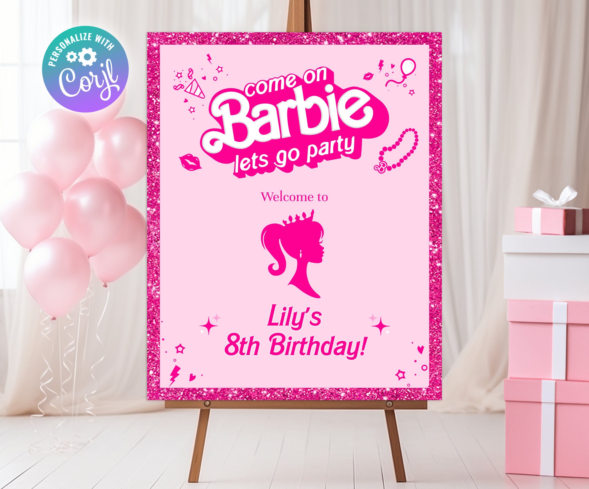 Barbie Welcome Sign for Birthday Girl Pink Barbie Birthday - Etsy Australia