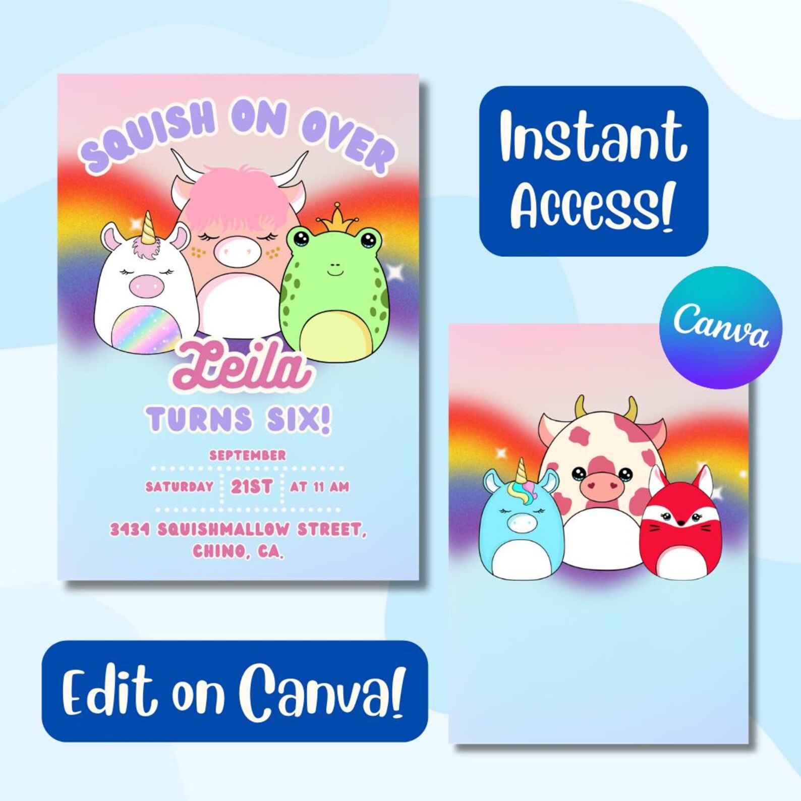 Squishmallow Invite | Squishmallow Party Theme | Kids Squishmallow ...