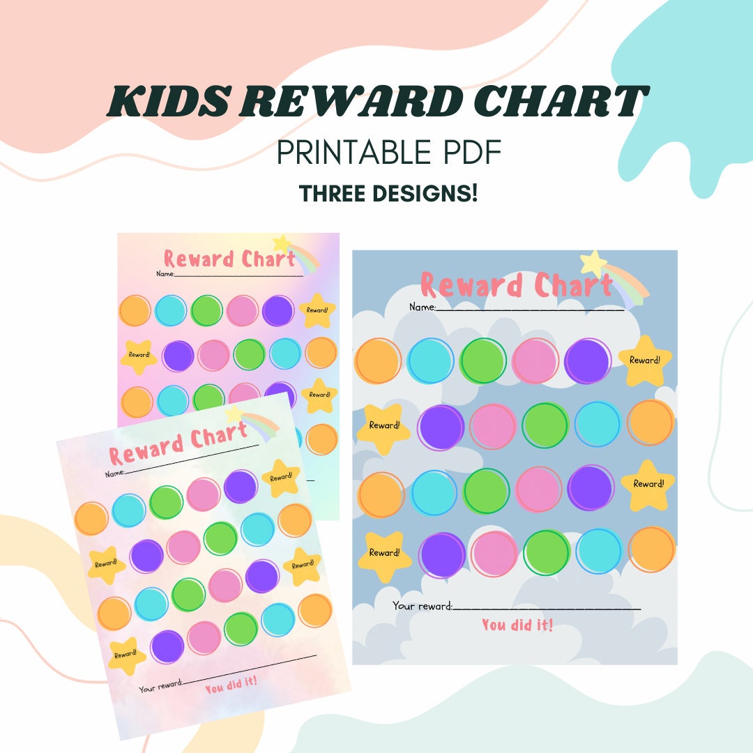 Printable Reward Chart Kids | Digital Download PDF | Reward Sticker ...