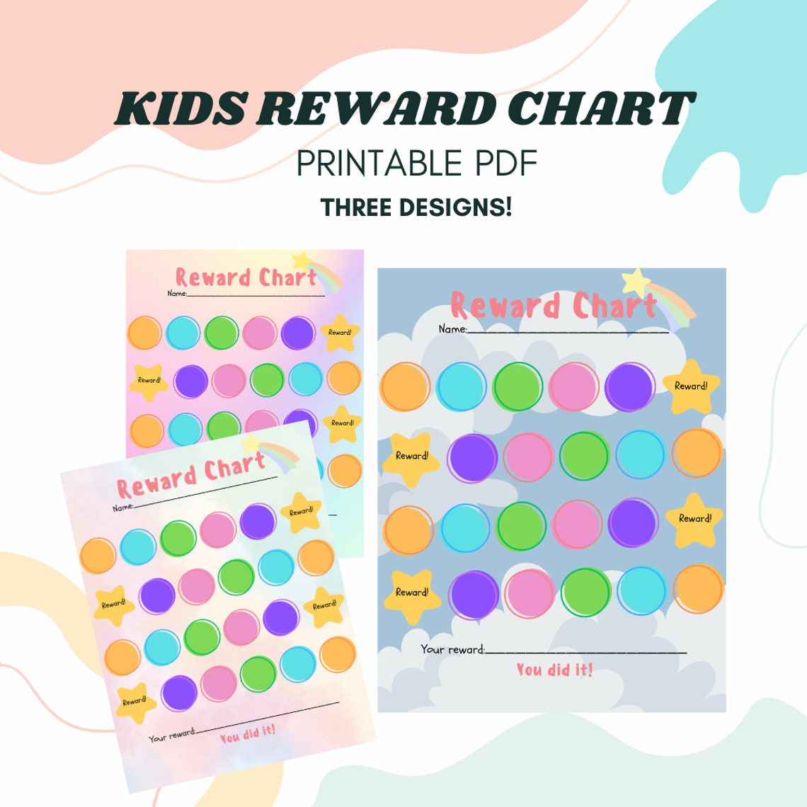 Printable Reward Chart Kids | Digital Download PDF | Reward Sticker ...