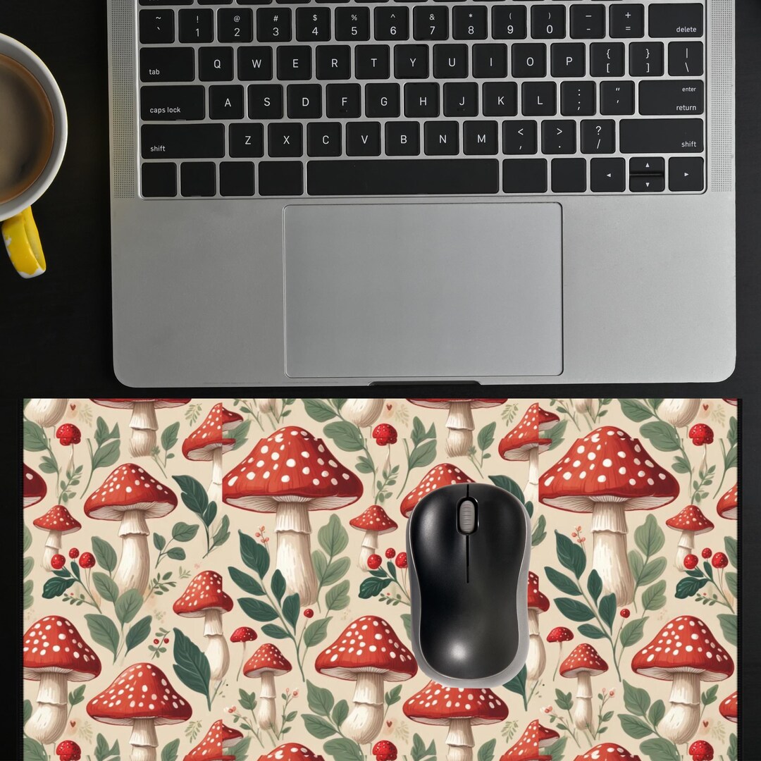 Mushroom Desk Mat: Botanical Office Decor, Non-slip Work Mat - Etsy