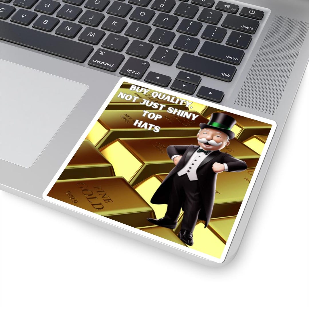 Monopoly Rich Man Character Kiss-cut Sticker | Gold Bars Background - Etsy